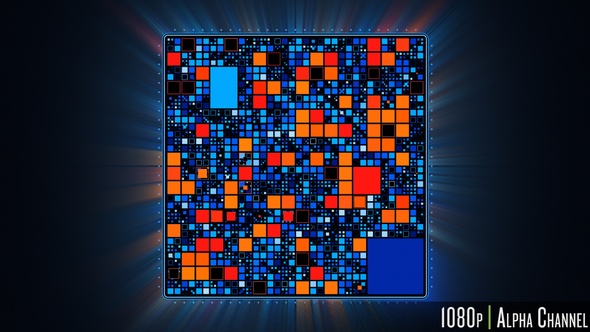 Data Grid from Microprocessor CPU Chip with Highlights, Motion Graphics