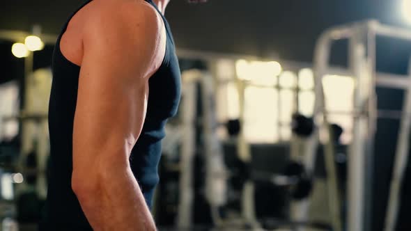 Close-up of Athletic Young Man with Muscular Wiry Body Doing Weight ...