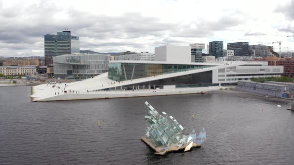 Aerial View on The National Oslo Opera House, Stock Footage | VideoHive