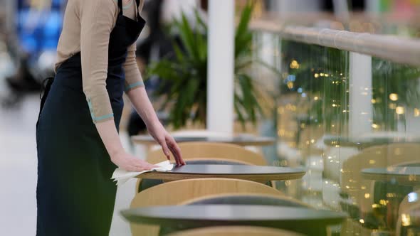 Unrecognizable Female Barista Restaurant Cafe Waitress in Apron Wears ...