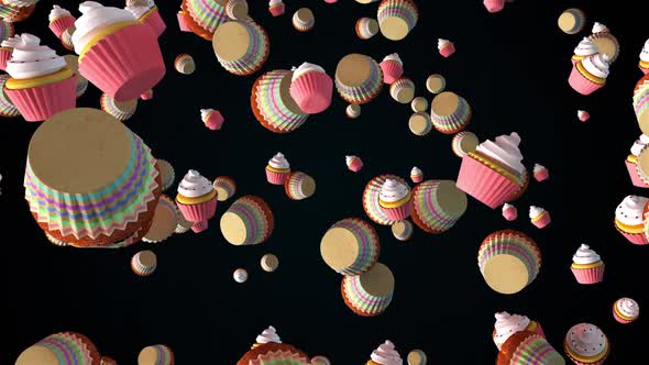 Falling Holiday Cupcakes, Motion Graphics | VideoHive