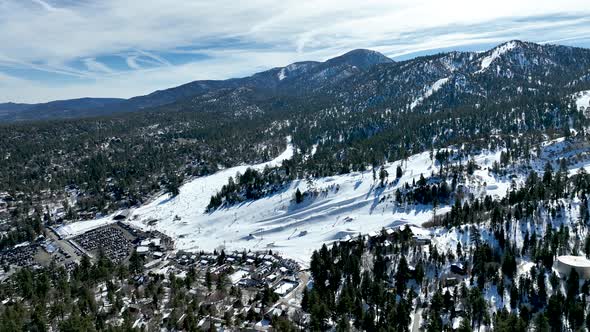 Aerial View of Mountain Ski Resortduring Winter Season, Stock Footage