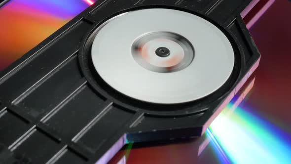 Compact disc medium inserting in player mechanism 4K 2160p UltraHD ...