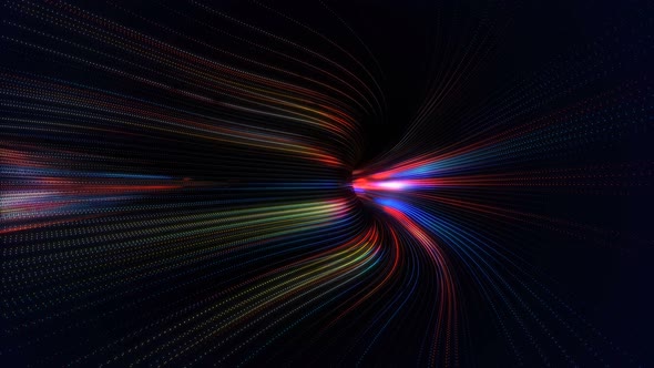 Fast Light Streaks Data Flow Tunnel Seamless Loop, Motion Graphics