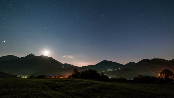 Starry Night Sky with Stars and Moon after Sunset, Stock Footage ...
