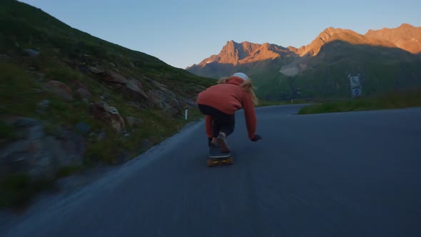 Cinematic downhill longboard session, Stock Footage | VideoHive