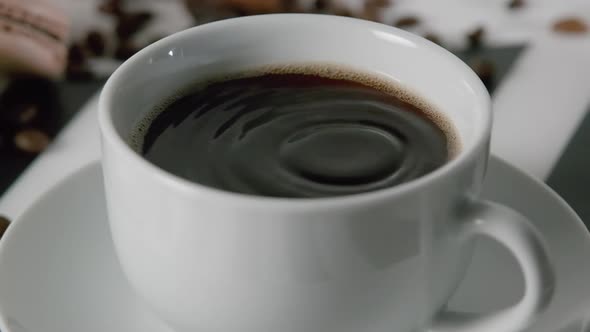 Water Drop Falling Into a Fresh Morning Coffee, Stock Footage | VideoHive