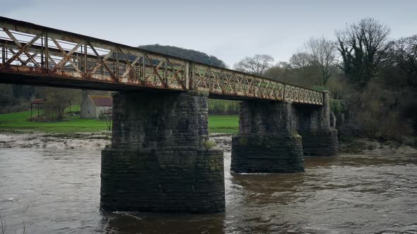 Old Train Bridge Over River, Stock Footage | VideoHive