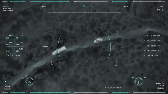 The modern combat system is launching a missile at the target vehicles ...