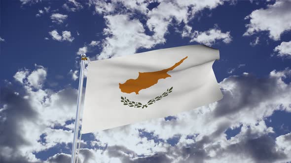 Cyprus Flag With Sky 4k, Motion Graphics | VideoHive