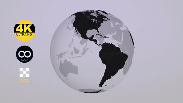 Black Earth With Alpha Channel Rotate Around its Axis, Motion Graphics