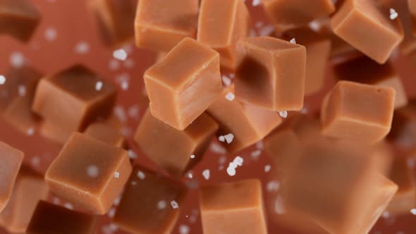 Super Slow Motion Detail Shot of Salted Caramel Explosion Towards ...