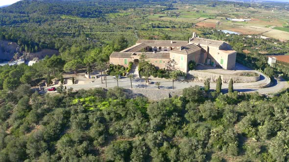Aerial shot of santuario de monte-sion, Stock Footage | VideoHive