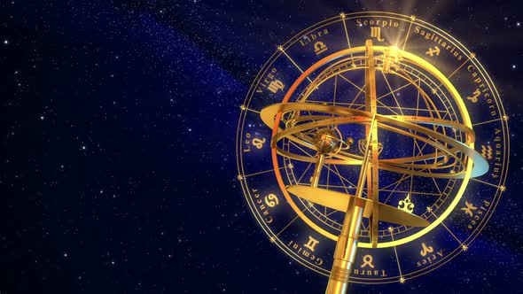 Armillary Sphere And Zodiac Signs, Motion Graphics | VideoHive