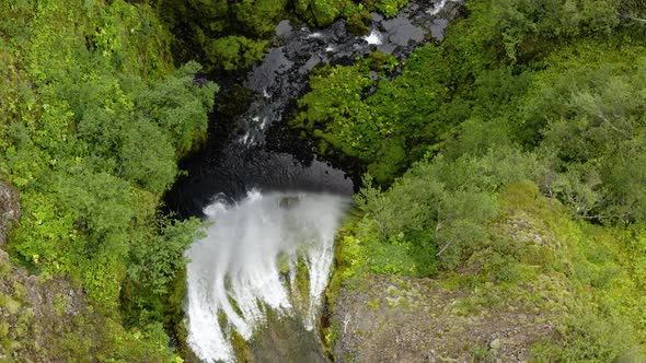 Nauthusagil Waterfall in Iceland - Aerial View, Stock Footage | VideoHive