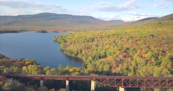 Passing over the Onawa Trestle and Lake Onawa DRONE, Stock Footage
