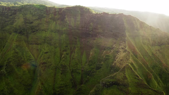 Scenic Aerial Footage of Wide Steep Slope of Volcanic Mountain Ravine ...