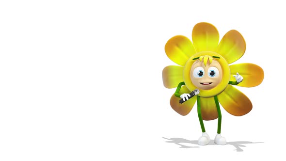 Flower Singing on White Background, Motion Graphics | VideoHive
