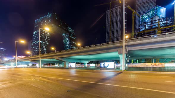 Time lapse of busy freeway traffic at night in beijing city，china ...