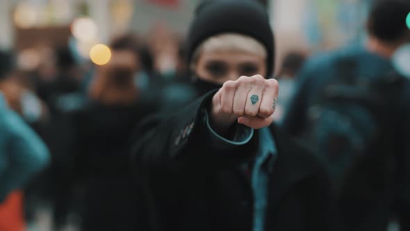Portrait of Fighting Young Angry Rebellion Women on the Demonstrations ...