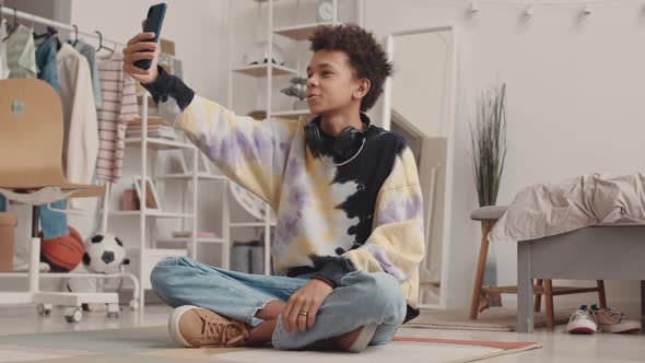 Tween Boy Making Live Stream on Smartphone at Home, Stock Footage ...