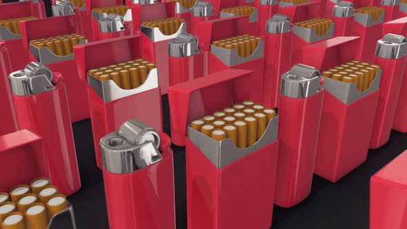 Multiple Cigarettes And Lighters In A Row Hd, Motion Graphics | VideoHive