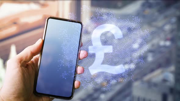 Smartphone with Digital British Pound on It, Stock Footage | VideoHive
