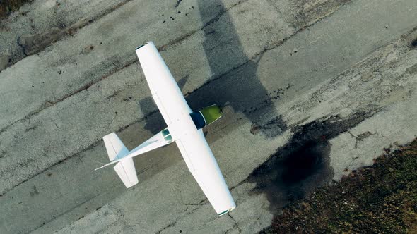 Top View of a Small Plane Moving Along the Runway, Stock Footage ...
