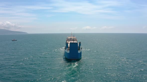 Aerial Shot of a Dry Cargo Freighter Shipping Goods, Stock Footage