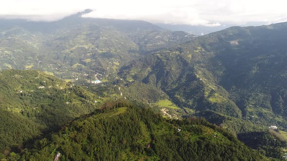 Rumtek Monastery area in Sikkim India seen from the sky, Stock Footage