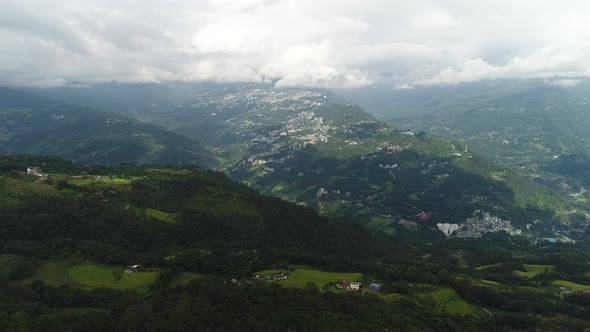 Rumtek Monastery area in Sikkim India seen from the sky, Stock Footage