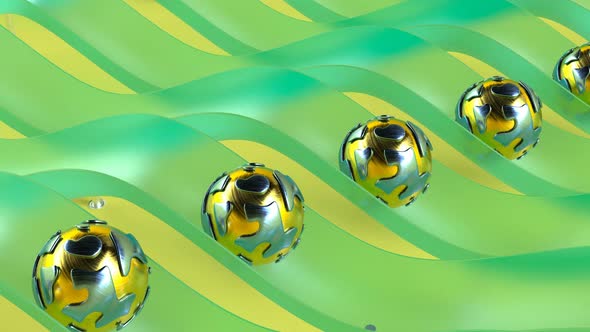 Minimal Motion Graphics Cover Design on Green Metal Spheres Able to ...