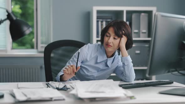 Woman Wasting Time at Work, Stock Footage | VideoHive