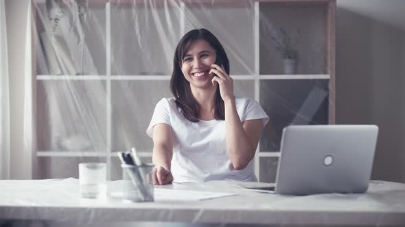 Office Relocation Apartment Rent Woman Phone House, Stock Footage ...