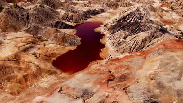 Red lake at the quarry., Stock Footage | VideoHive