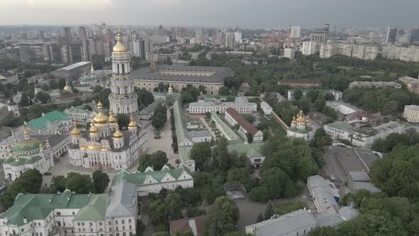 View of Kyiv From Above. Ukraine. Aerial View, Gray, Flat, Stock Footage