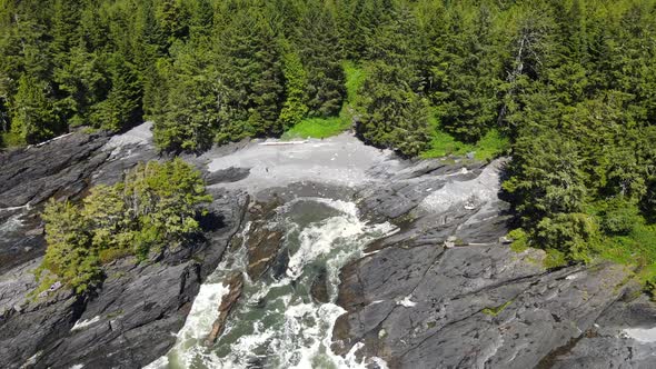 Smooth aerial footage in 4k above botany bay on Vancouver Island. Waves ...