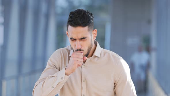 Outdoors Portrait Sick Hispanic Man Bearded Guy Male Suffering From ...