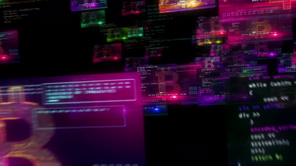 Bitcoin mining on screens, Motion Graphics | VideoHive