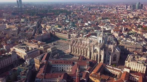 Aerial Drone Footage View of Cathedral Dome in Milan Italy, Stock Footage