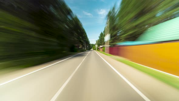 Road Fast Car Hyperlapse Road Trip Travel Сountry Route Through Small ...