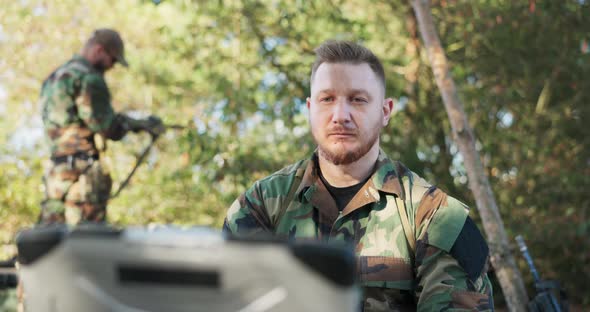 Serious Experienced Army Commander is in Field Having Video ...