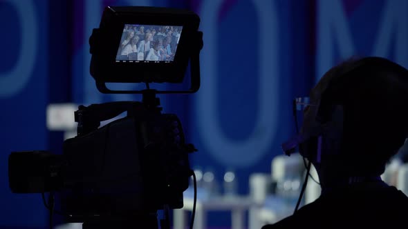 Cameraman Record the Audience on Press Conference, Stock Footage ...