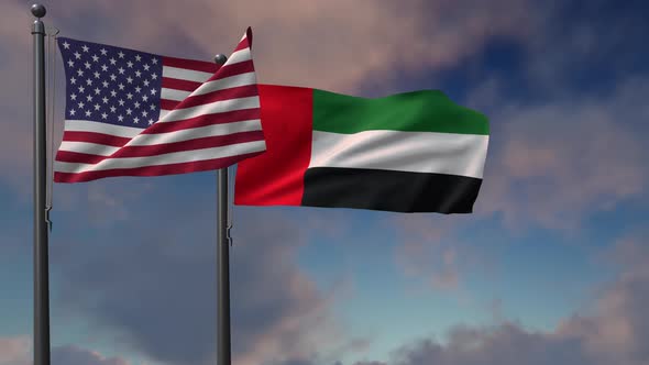 United Arab Emirates Flag Waving Along With The National Flag Of The ...