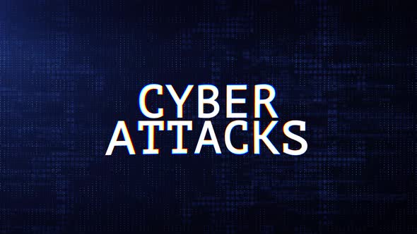 Cyber Attacks Security breach detected, system message screen. Data ...