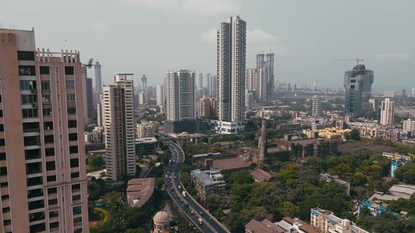 Modern City High Rise Skyscraper Buildings. Aerial View Of The ...
