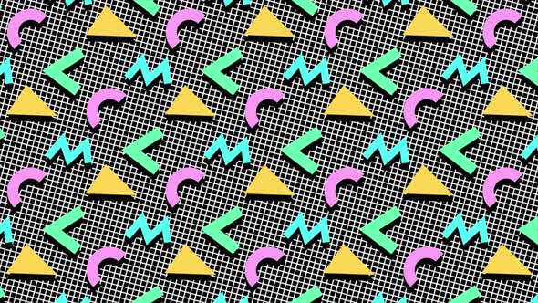 90s Memphis Pattern Background Loop, Motion Graphics | VideoHive
