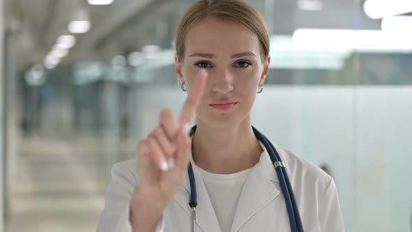 Attractive Female Doctor Saying No By Finger, Stock Footage | VideoHive