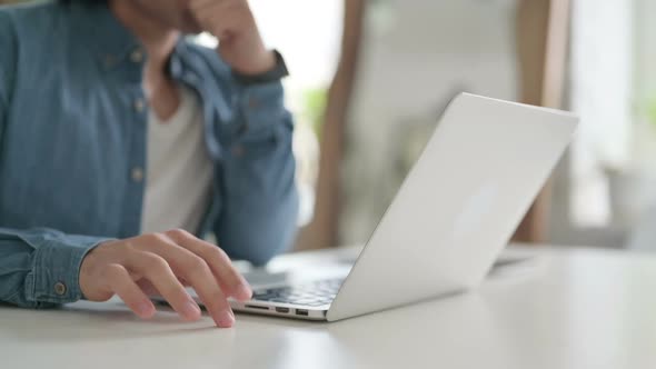 Close Up of Man Thinking While Using Laptop, Stock Footage | VideoHive