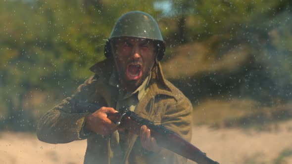 WW2 soldier screaming, Ultra Slow Motion, Stock Footage | VideoHive